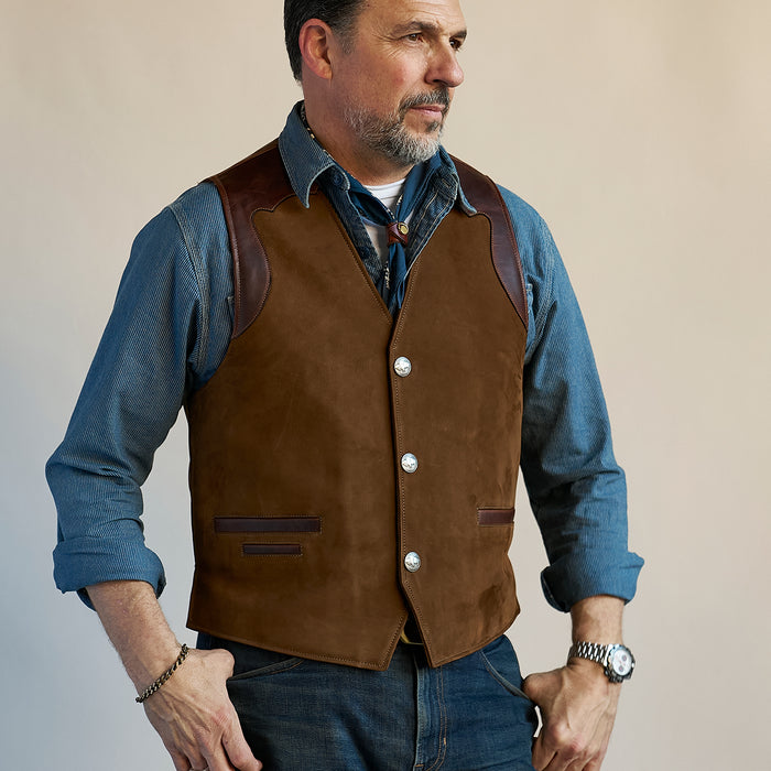 No.169 Garrison Vest | Brown Suede